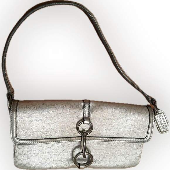 Coach | Bags | Coach Metallic Flap Mini C Signature Logo Shoulder Bag ...